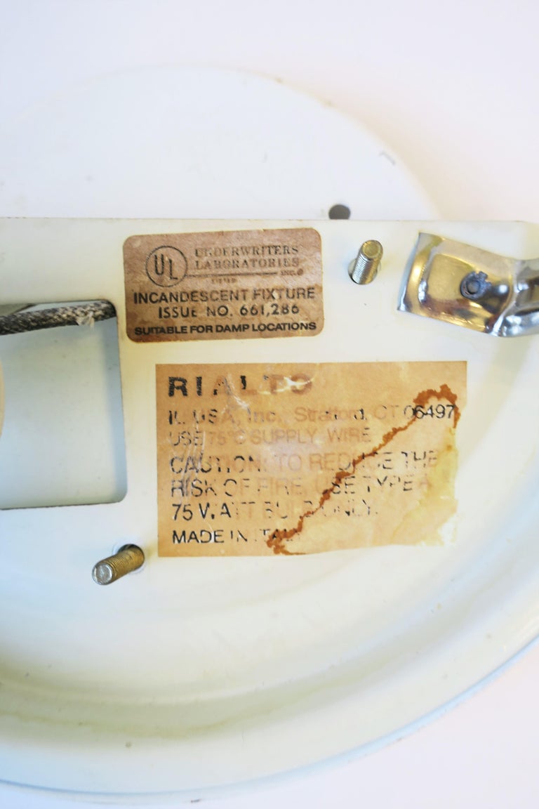 Italian Art Deco White Glass Wall Sconce by Rialto For Sale at 1stDibs