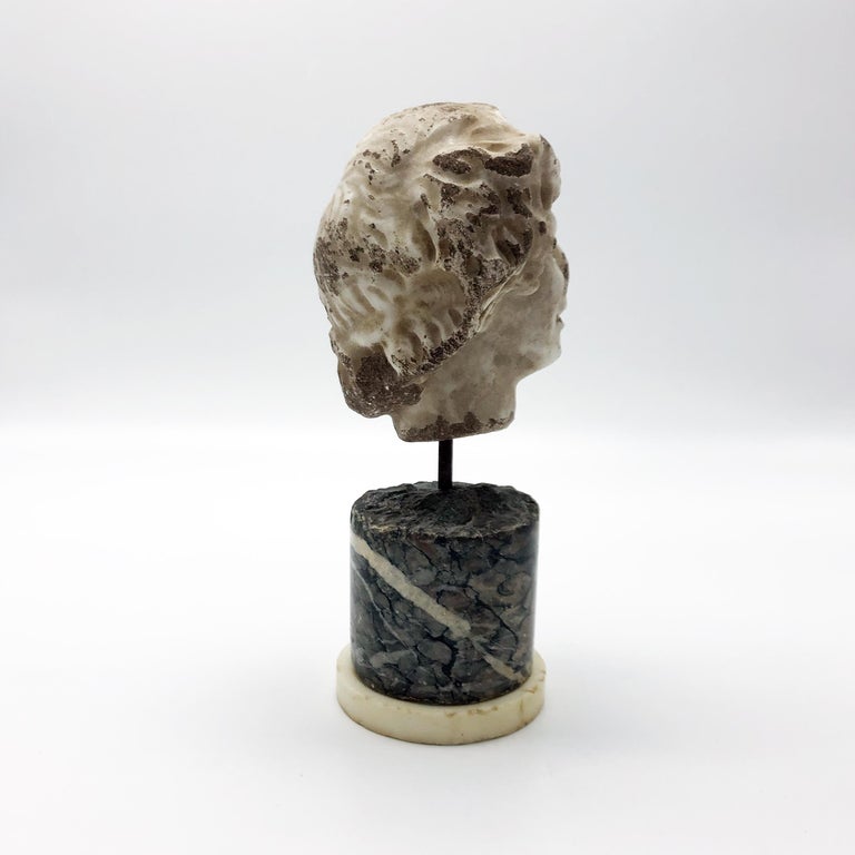 Italian White Marble Sculpture Head of Pan on Specimen Ancient Marble ...