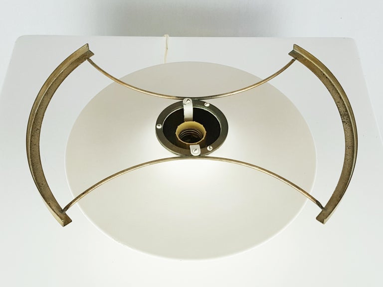 Italian White Perspex Shade, Ivory Aluminum and Brass 1960s Table Lamp ...