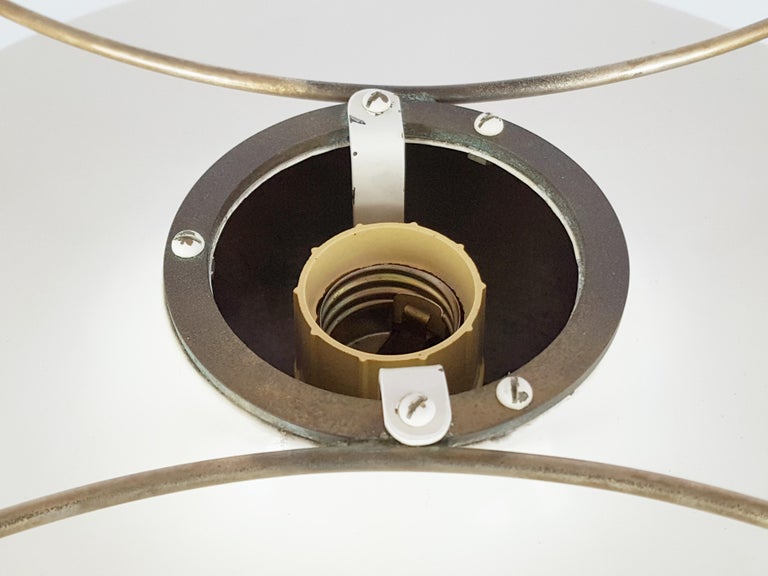 Italian White Perspex Shade, Ivory Aluminum and Brass 1960s Table Lamp ...