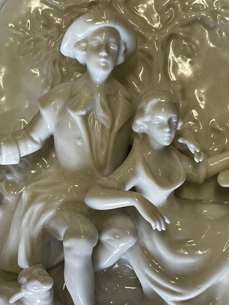 Italian White Porcelain Wall Plaque by Capo Di Monte For Sale at 1stDibs