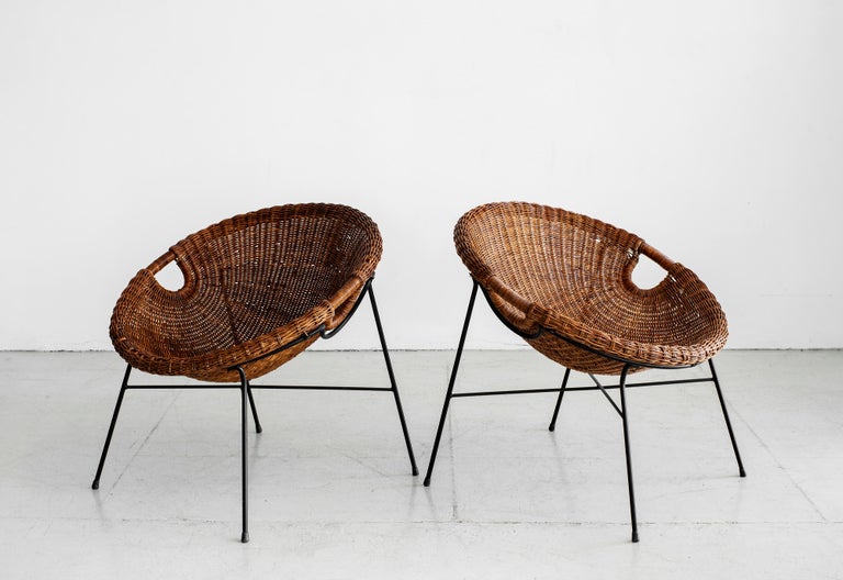 Italian Wicker Bucket Chairs at 1stDibs