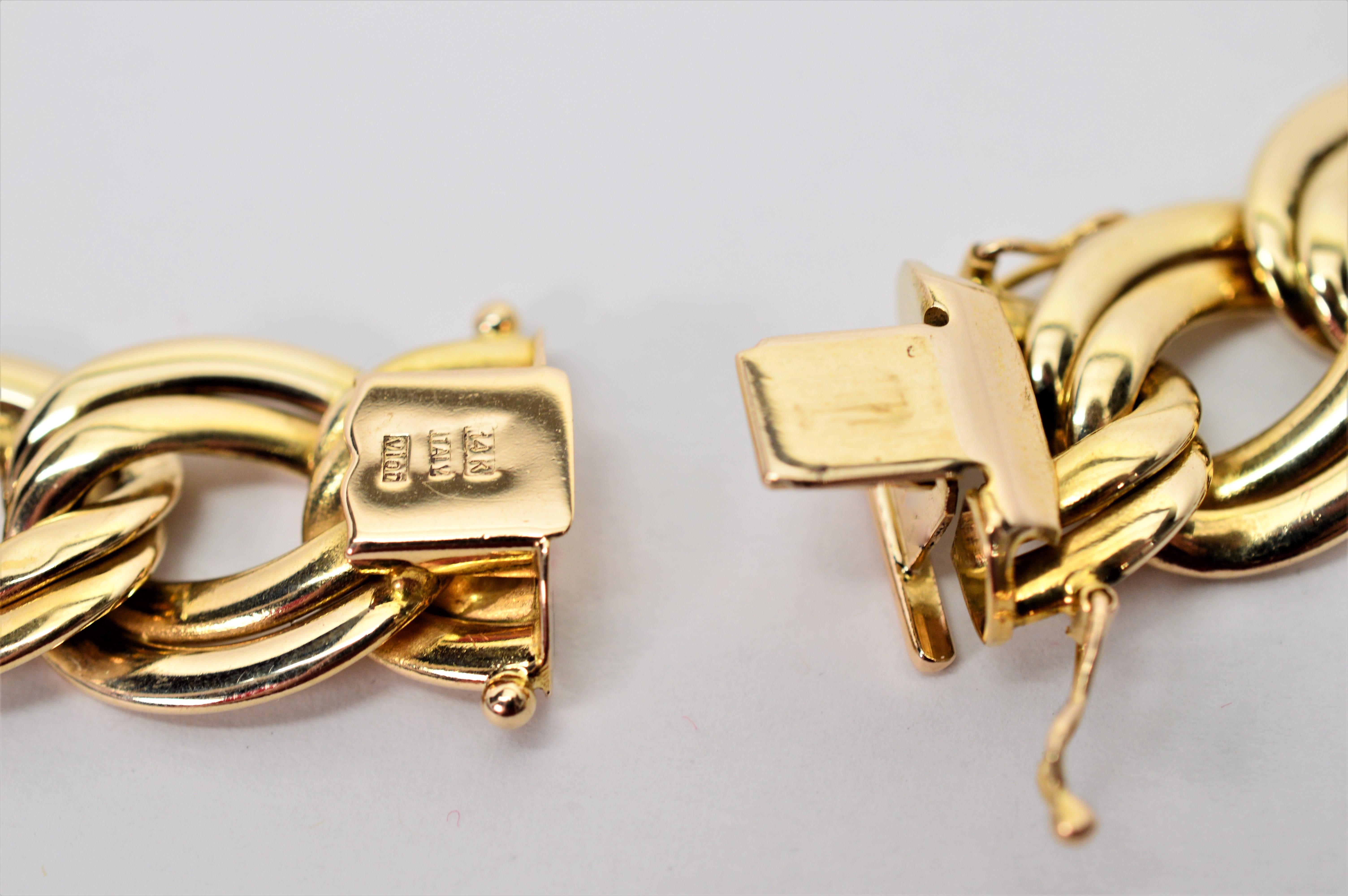 Italian Double Link Chain 14 Karat Yellow Gold Necklace and Bracelet ...