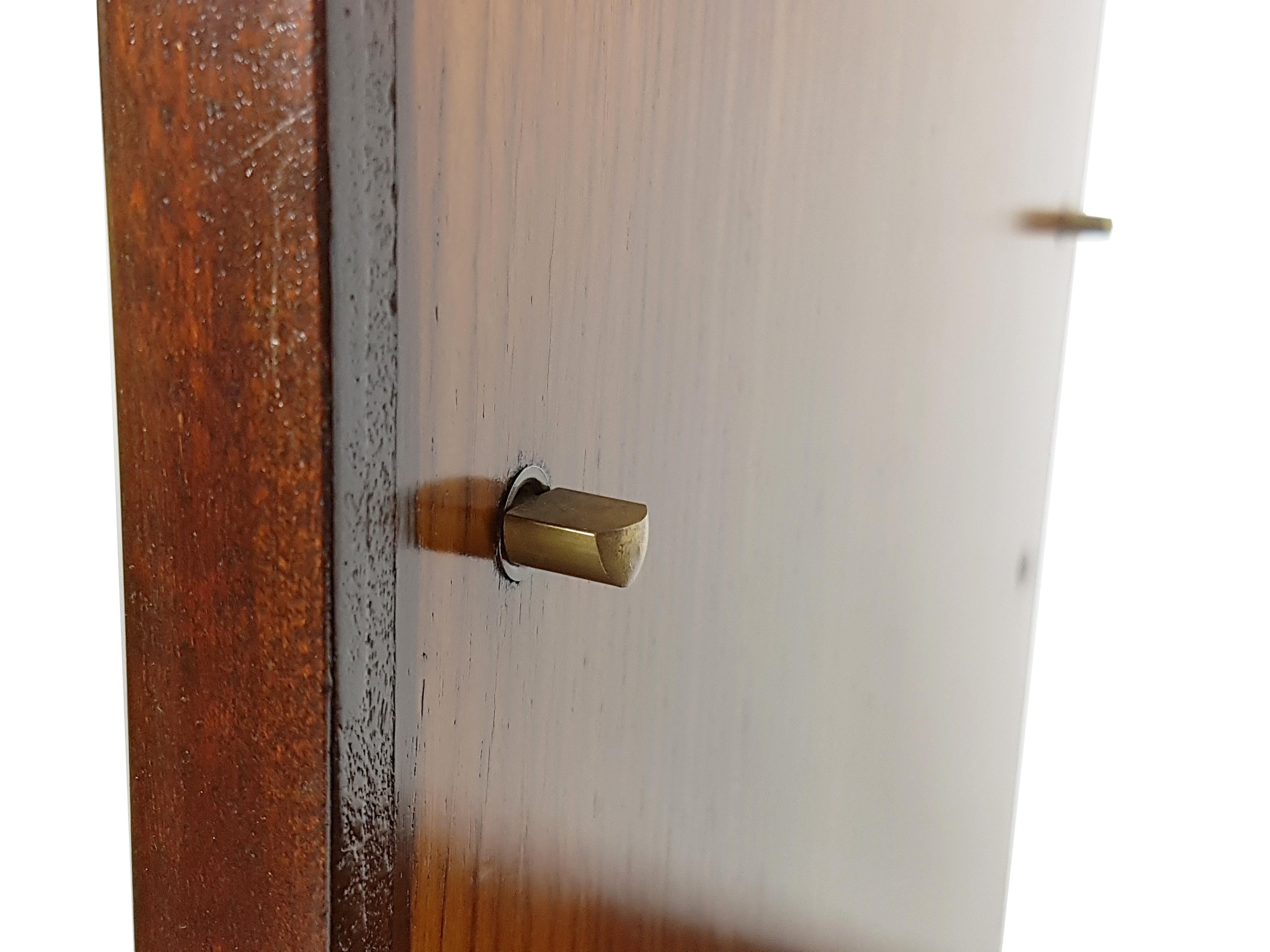 Italian Wood, Black Metal and Brass Mid- Century Modern Small Storage ...