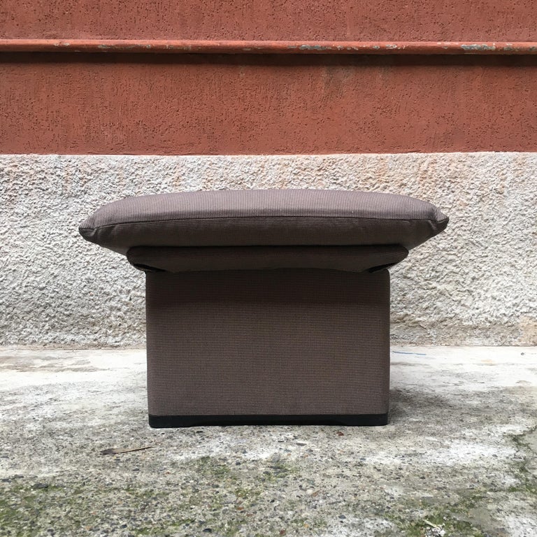 Italian Wood Structure and Grey Fabric Padding Pouf, 1980s For Sale at ...