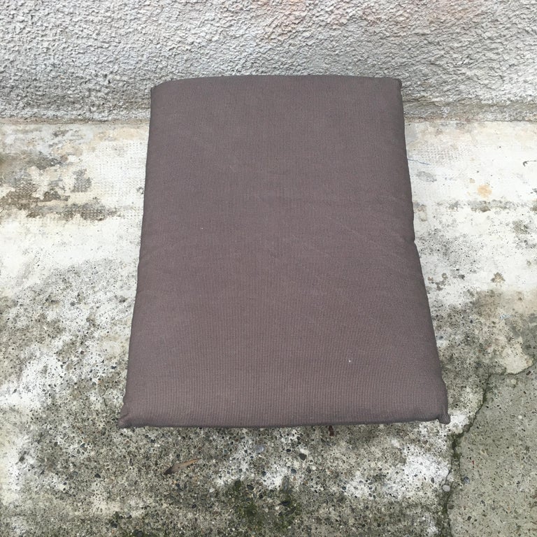 Italian Wood Structure and Grey Fabric Padding Pouf, 1980s For Sale at ...