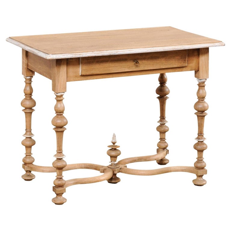 Italian Wooden Accent Table w/Beautifully Carved Legs and Lower Finial ...