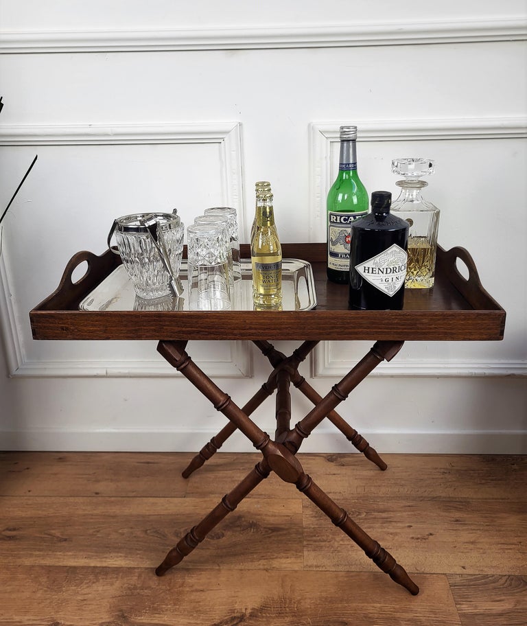 Italian Wooden Folding Serving Table Butlers Tray Stand For Sale at 1stDibs