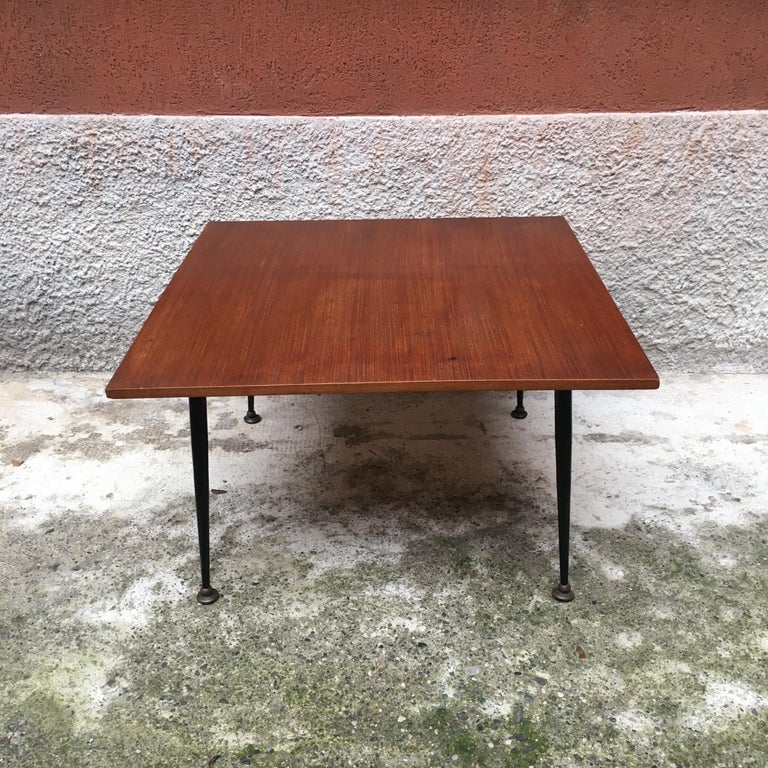 Italian Wooden Top and Metal Rod Coffee Table, 1950s For Sale at 1stDibs