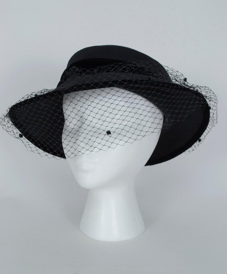 Italian Wool Mourning Funeral Hat with Dotted Veil, 1970s at 1stDibs ...