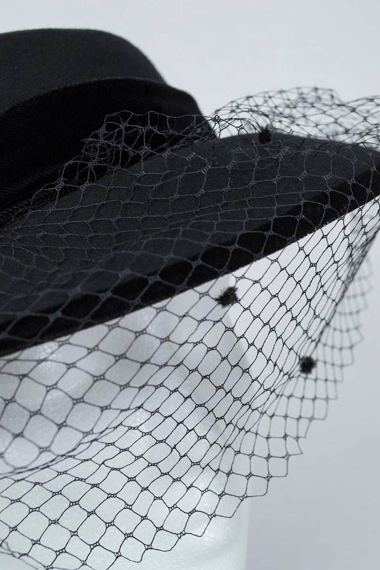 Italian Wool Mourning Funeral Hat with Dotted Veil, 1970s at 1stDibs ...