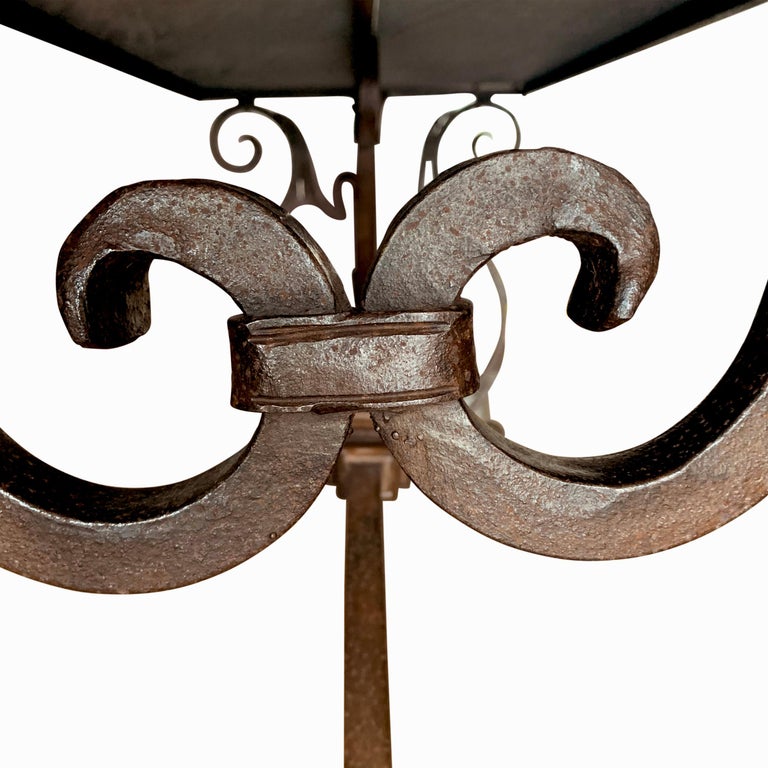 Italian Wrought Iron and Stone Top Table at 1stDibs