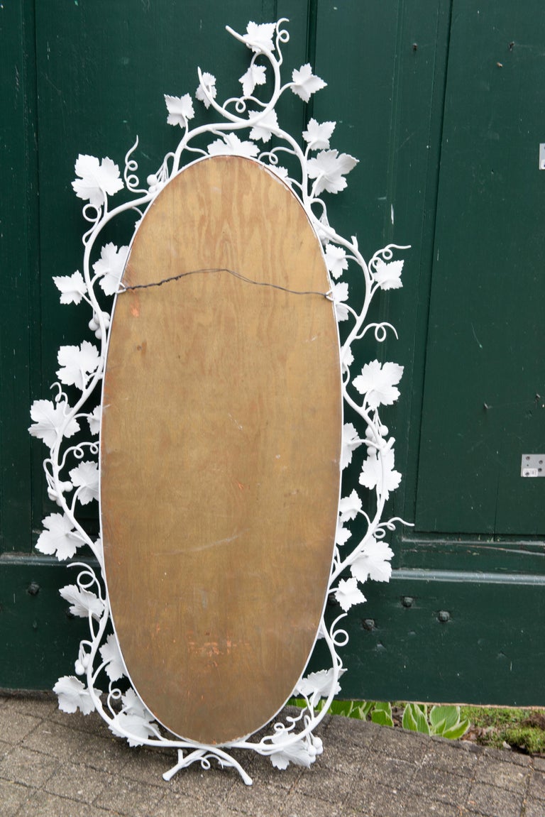 Italian Wrought Iron Grape Vine White Painted Mirror For Sale at 1stDibs