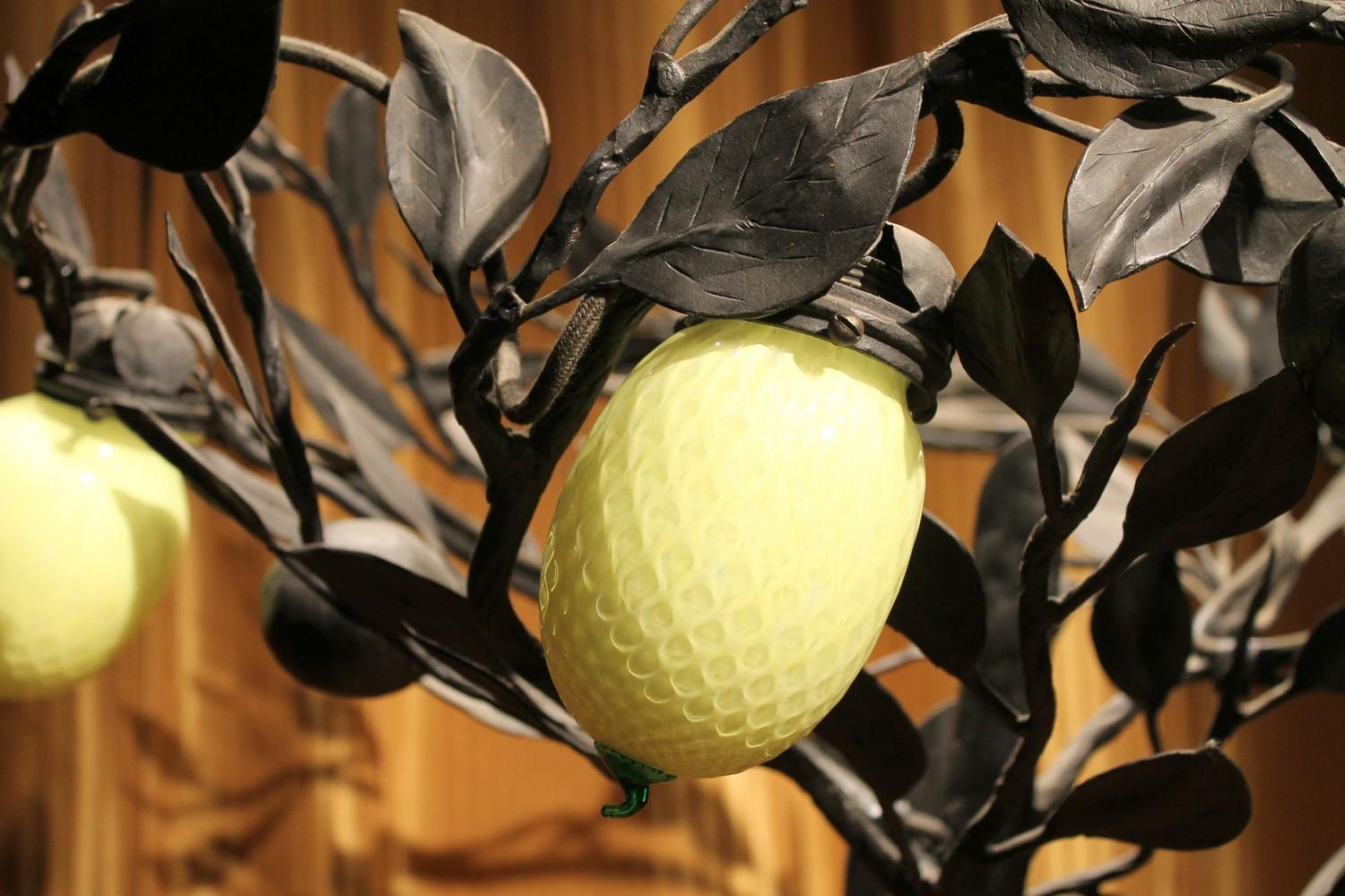 Italian Wrought Iron Tree Floor Lamp with Blown Glass Lemons Shape ...
