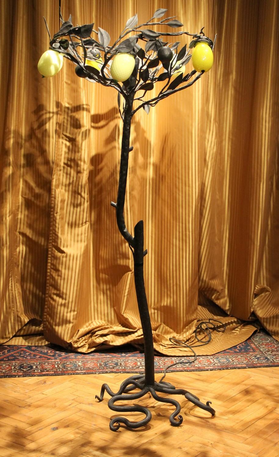 Italian Wrought Iron Tree Floor Lamp with Blown Glass Lemons Shape ...