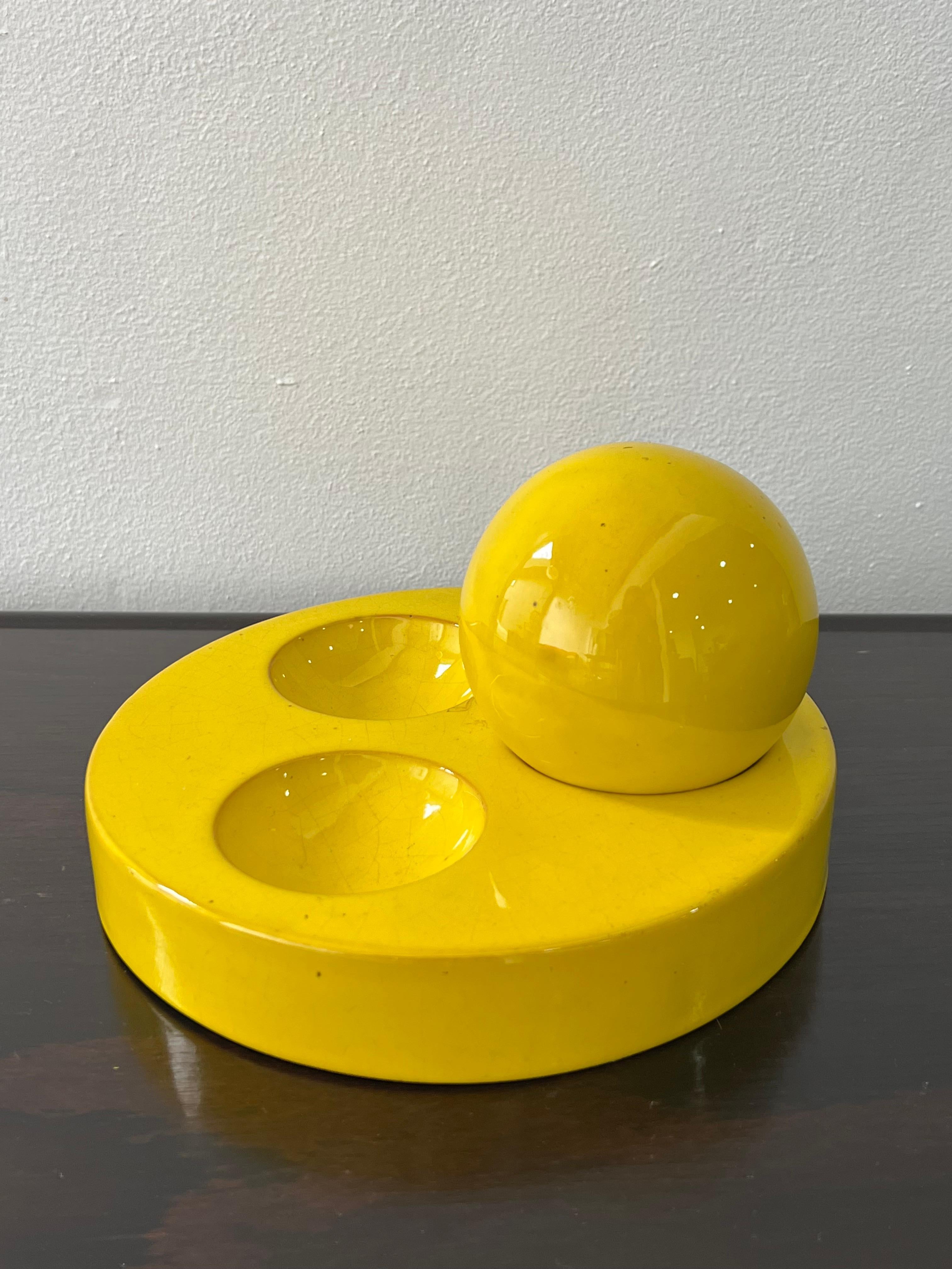 Italian Yellow Glazed Space Age Ceramic La Sfera 1970s at 1stDibs