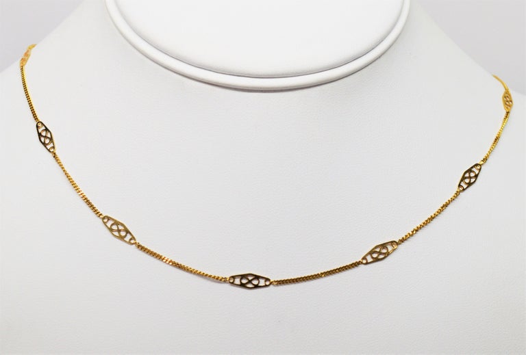 Italian Yellow Gold Filigree Chain Necklace at 1stDibs | italian ...