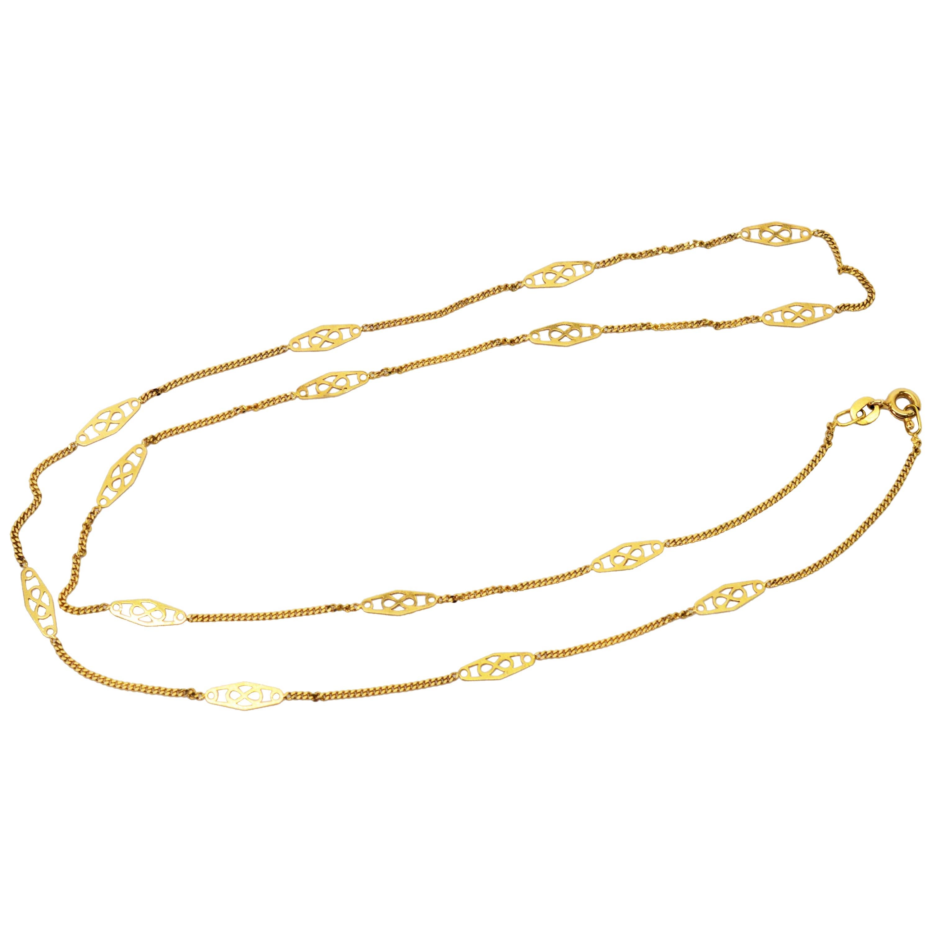 Italian Yellow Gold Filigree Chain Necklace at 1stDibs | italian ...