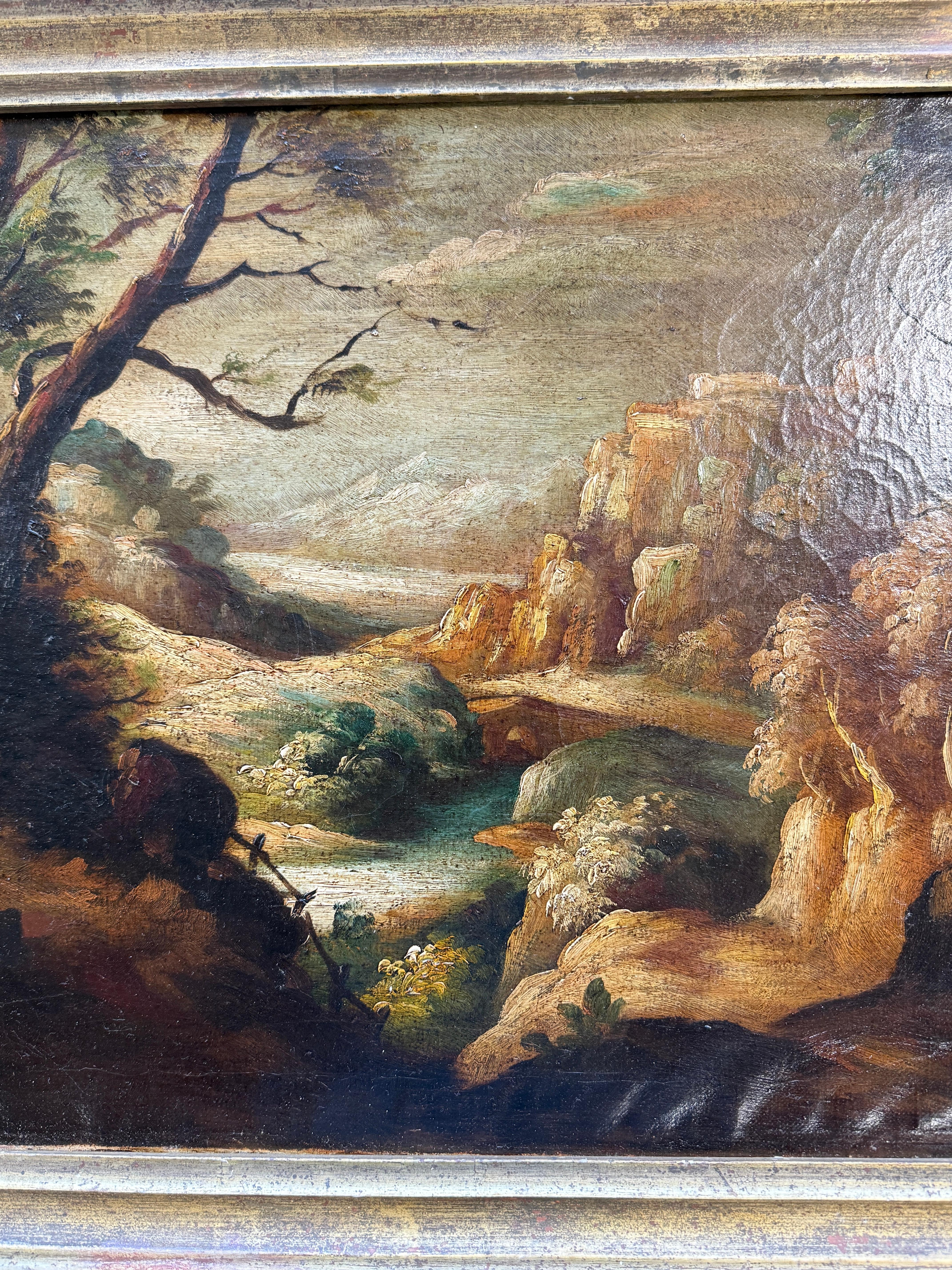Italianate Old Master Style Landscape With Ruins And River Valley, 19th ...
