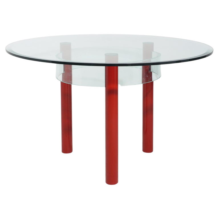 ItalianRed Lacquer and Glass Table, 1970s For Sale at 1stDibs