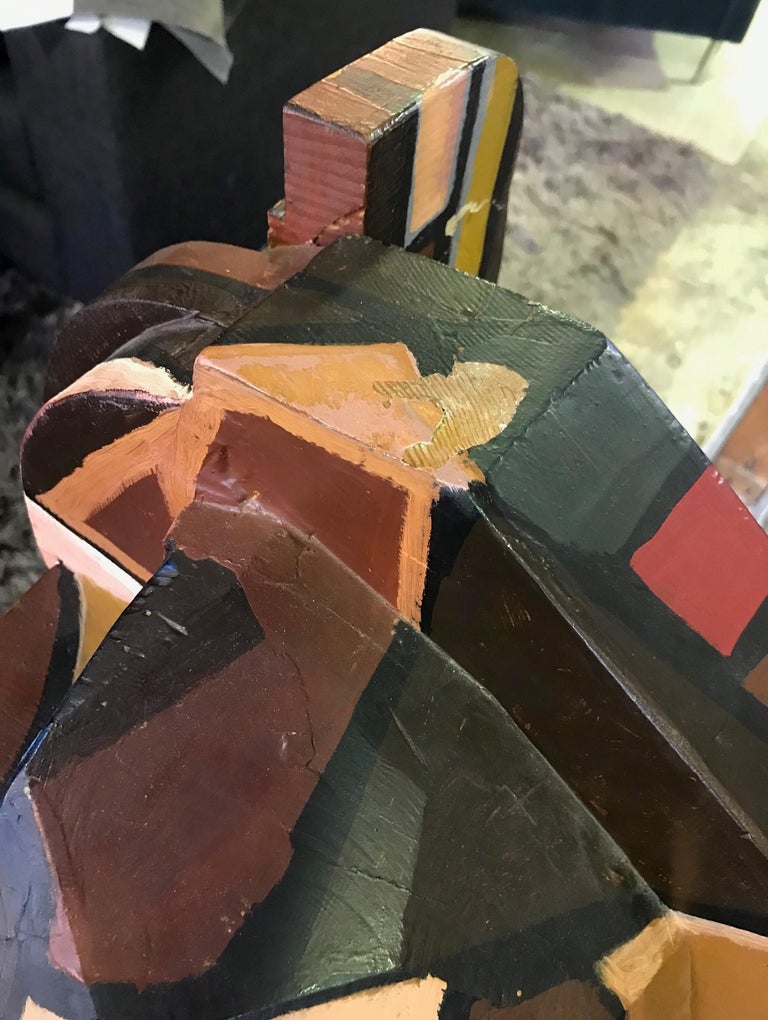 Italo Scanga Large Cubist Polychrome Modern Wood Head Bust Sculpture ...