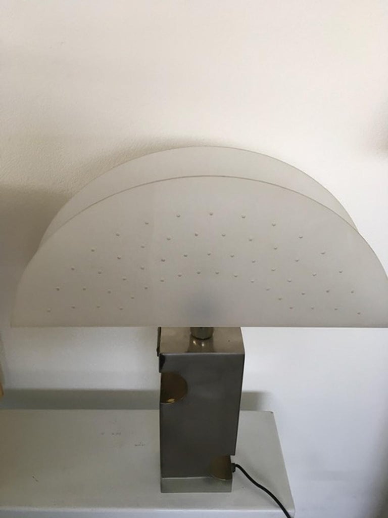 Italy 1970 Duoble Faced Inox Steel and Plexiglass Table Lamp For Sale ...