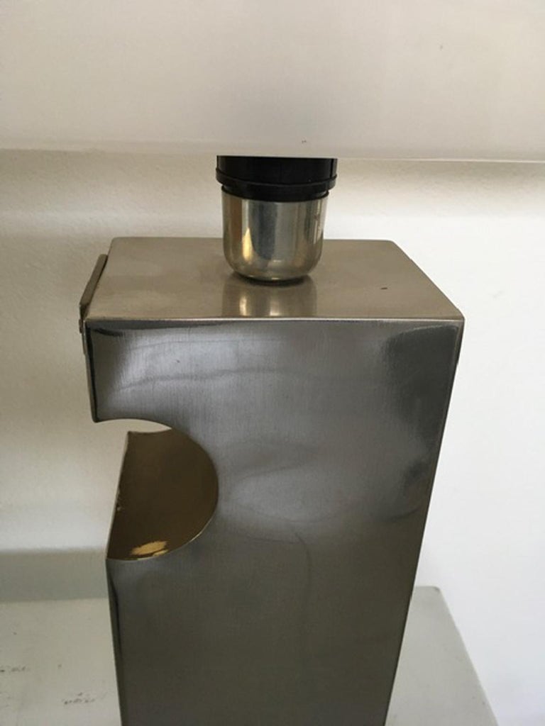 Italy 1970 Duoble Faced Inox Steel and Plexiglass Table Lamp For Sale ...