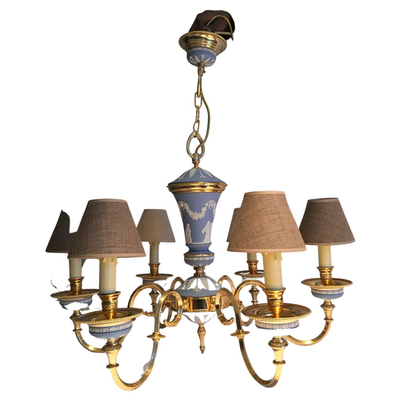 Hollywood-Regency Style Brass Chandelier at 1stDibs