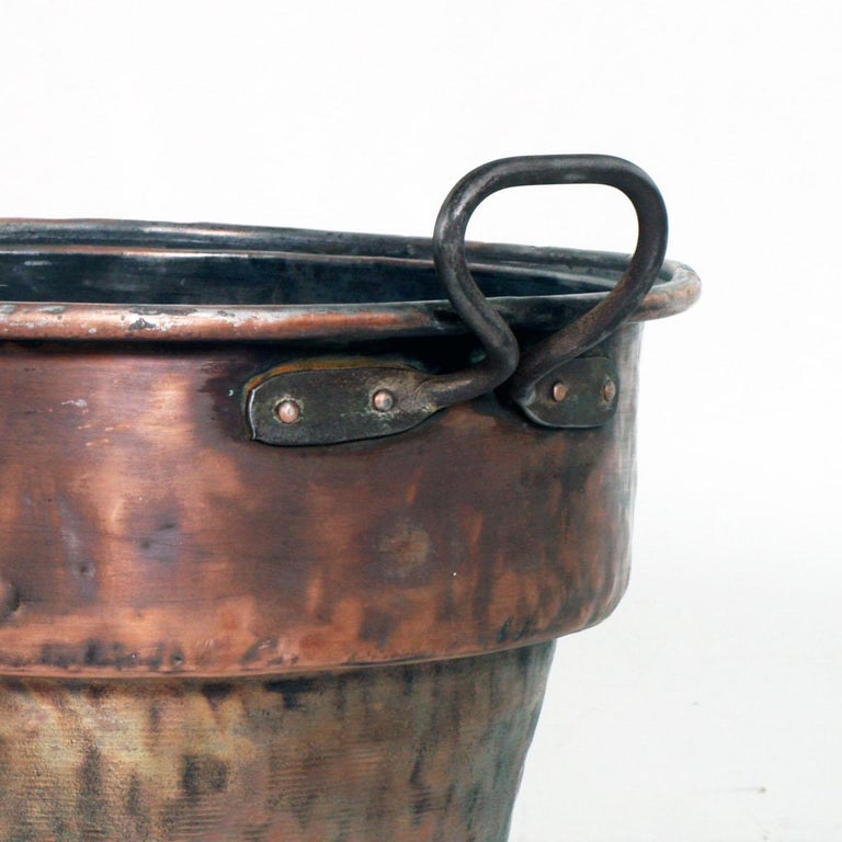 Italy Antique Solid Copper Pot with Two Carrying Handles at 1stDibs