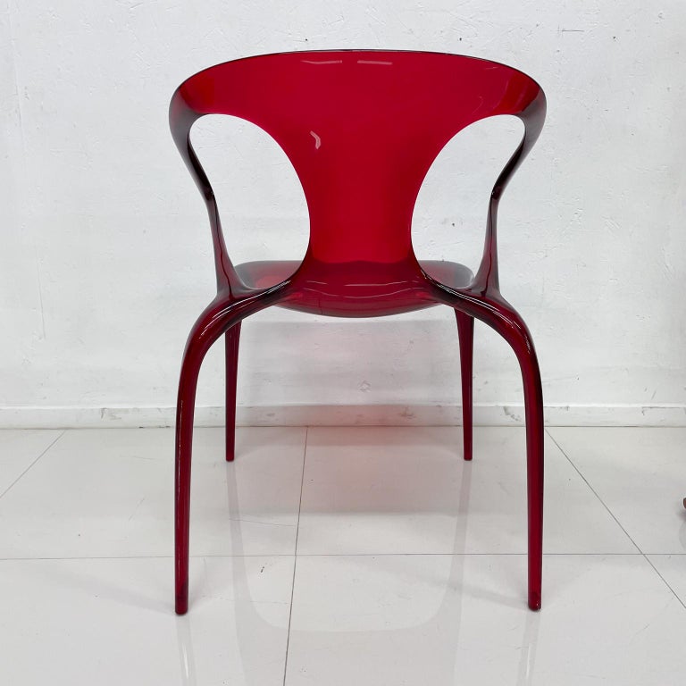 Italy AVA Bridge Lucite Arm Chairs Glossy Ruby Eco Stackable by Roche ...