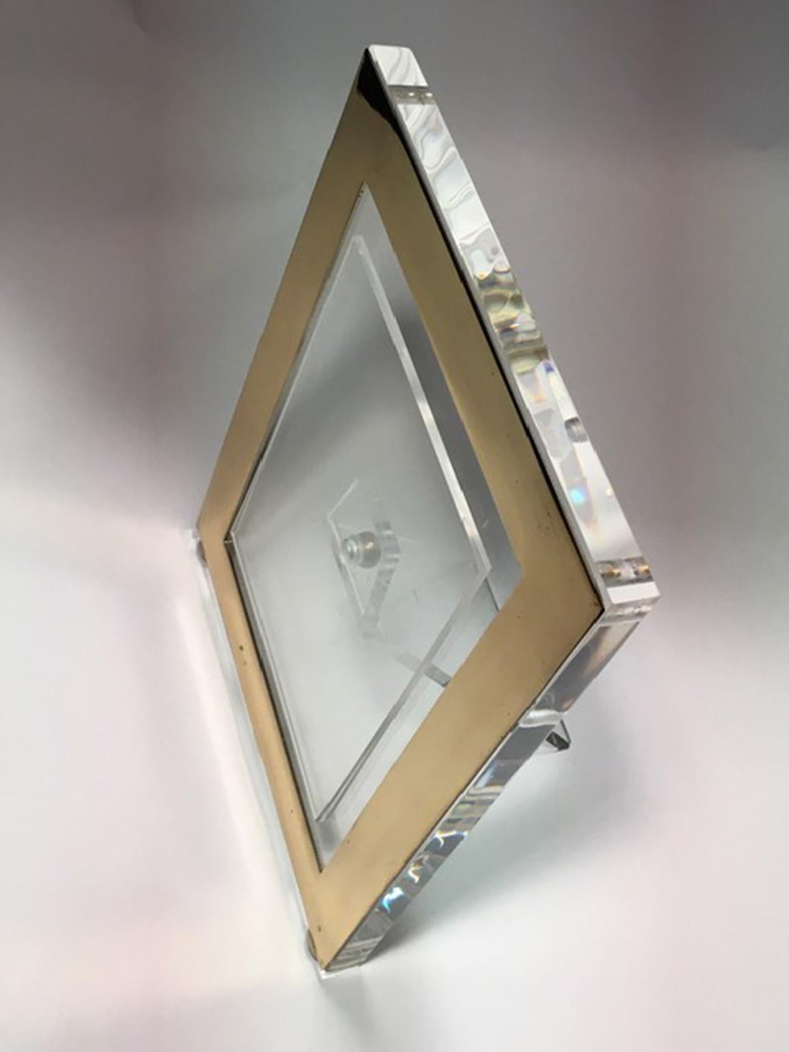 Italy Mid Century Style Brass and Plexiglass Frame Contemporary ...