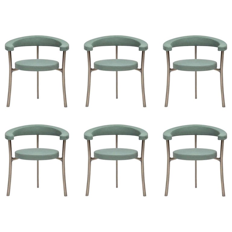 Italy Ghidini 1961 Set 8 Burnished Brass Armchairs Contemporary Design ...