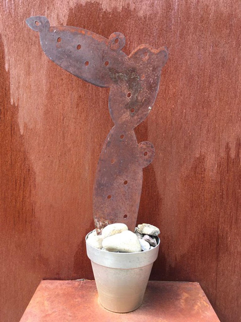 Italy Medium Wrought Iron Cactus in Vase for Garden Decor For Sale at ...