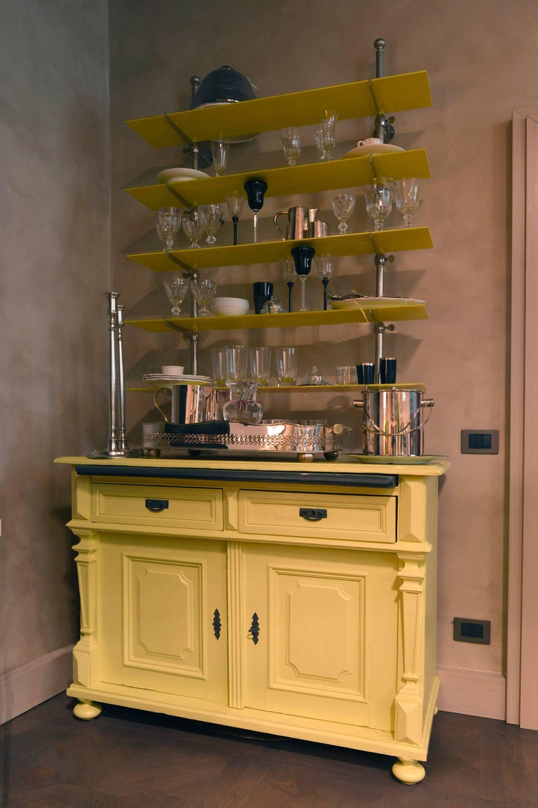 Italy Mid-19th Century Yellow Wood Buffet with Yellow Glass Shelves For ...