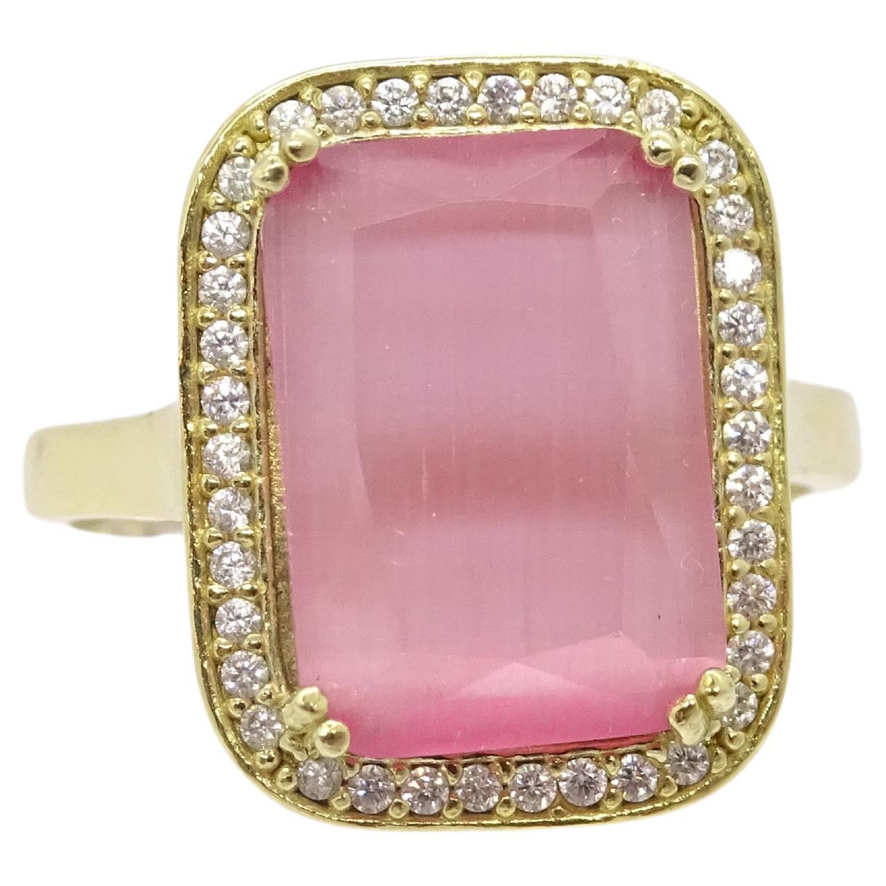 Italian Asscher cut ruby silver zircon engagement ring For Sale at 1stDibs