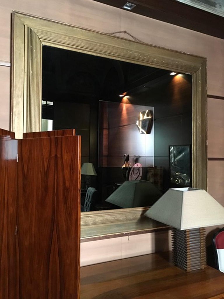 1960 Italy Post-Modern Smoked Mirror in Golden Wood Frame For Sale at ...