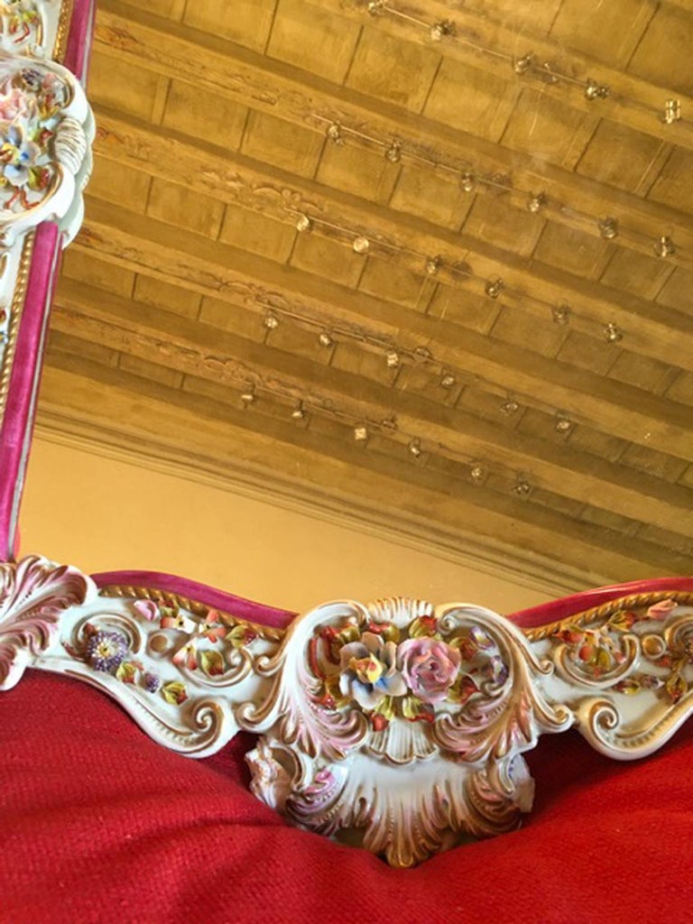 Italy Mid-20th Century Capodimonte Porcelain Mirror with Flowers at ...