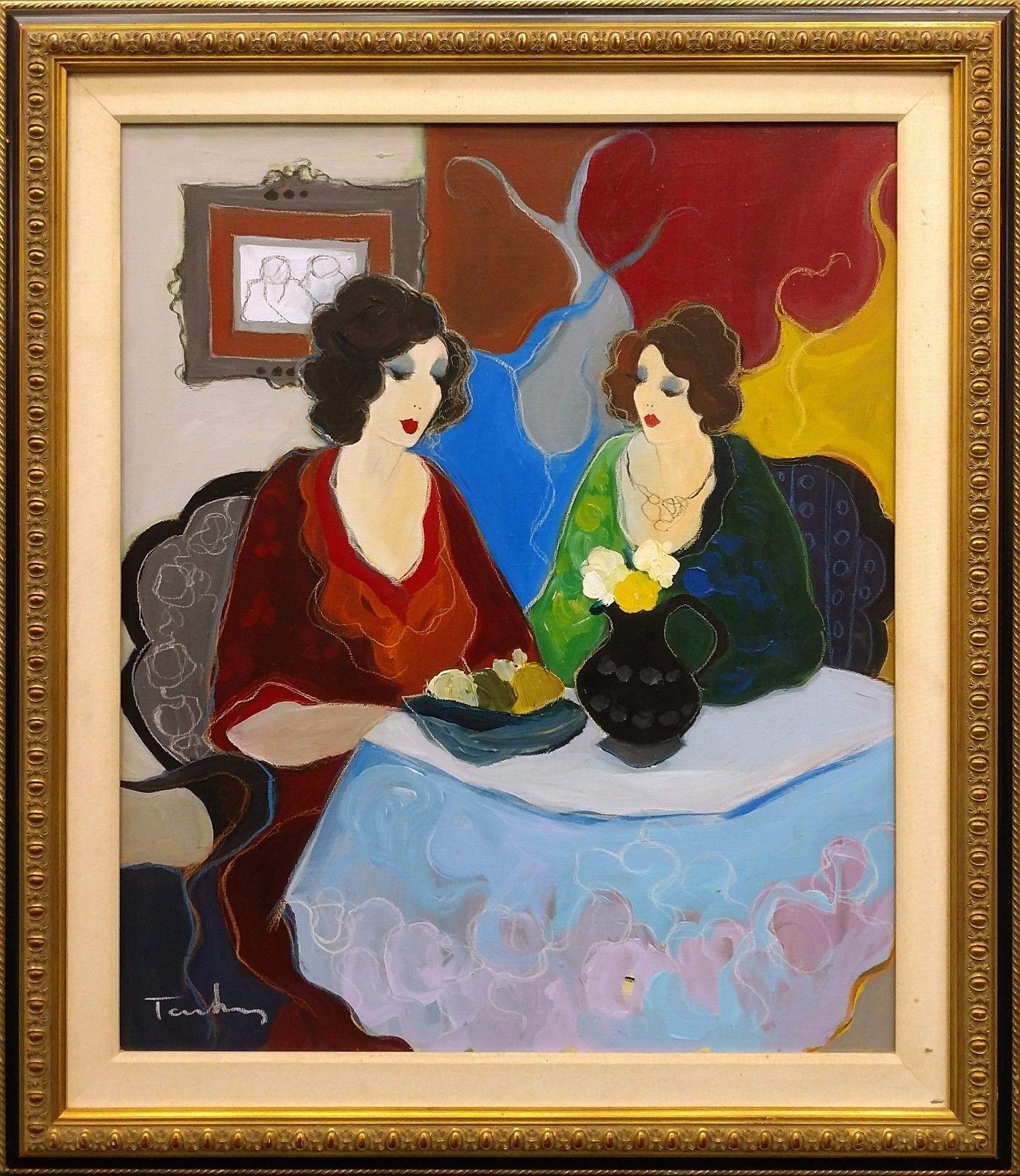 Itzchak Tarkay - AFTERNOON CHAT at 1stDibs | itzchak tarkay, tarkay art ...