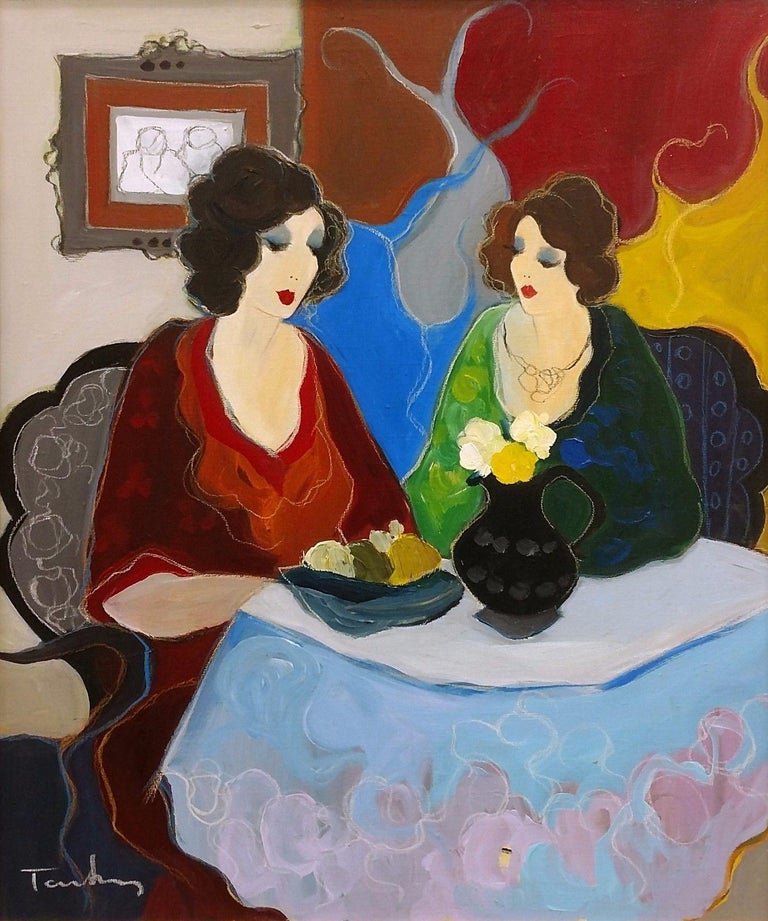 Itzchak Tarkay - AFTERNOON CHAT For Sale at 1stDibs