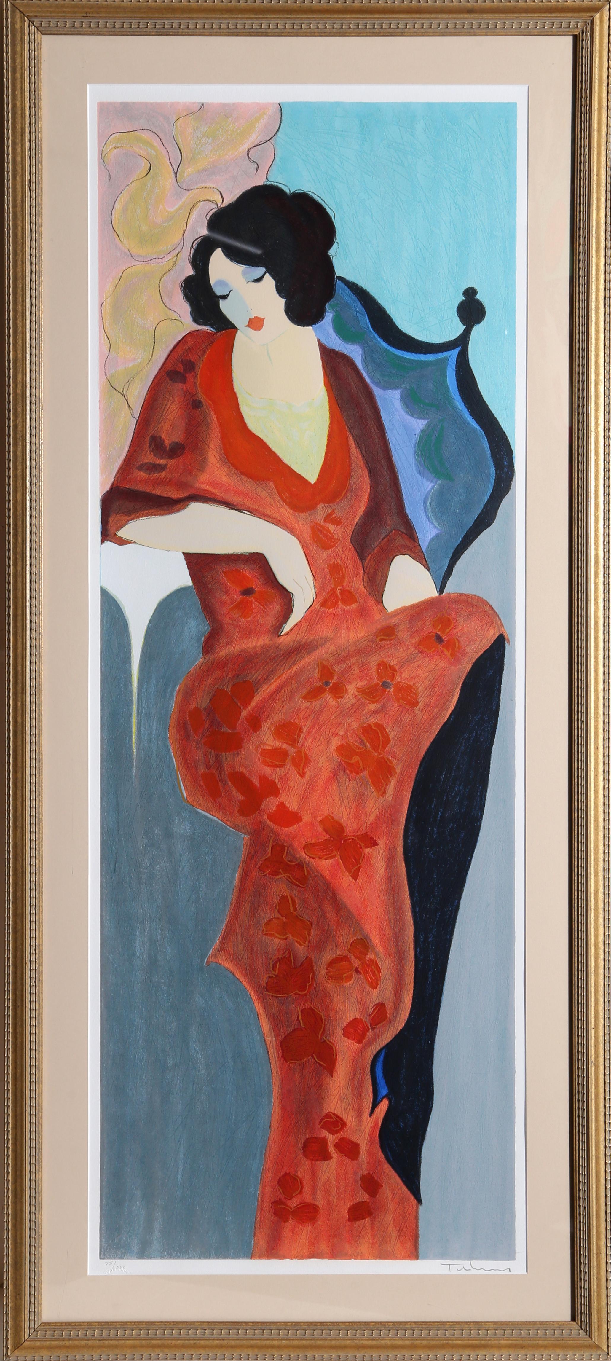 Itzchak Tarkay - Lady in Red at 1stDibs | itzchak tarkay prints, tarkay ...