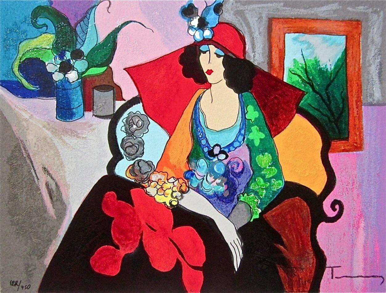 Itzchak Tarkay - Itzchak Tarkay Original Embossed Serigraph Intimacy ...