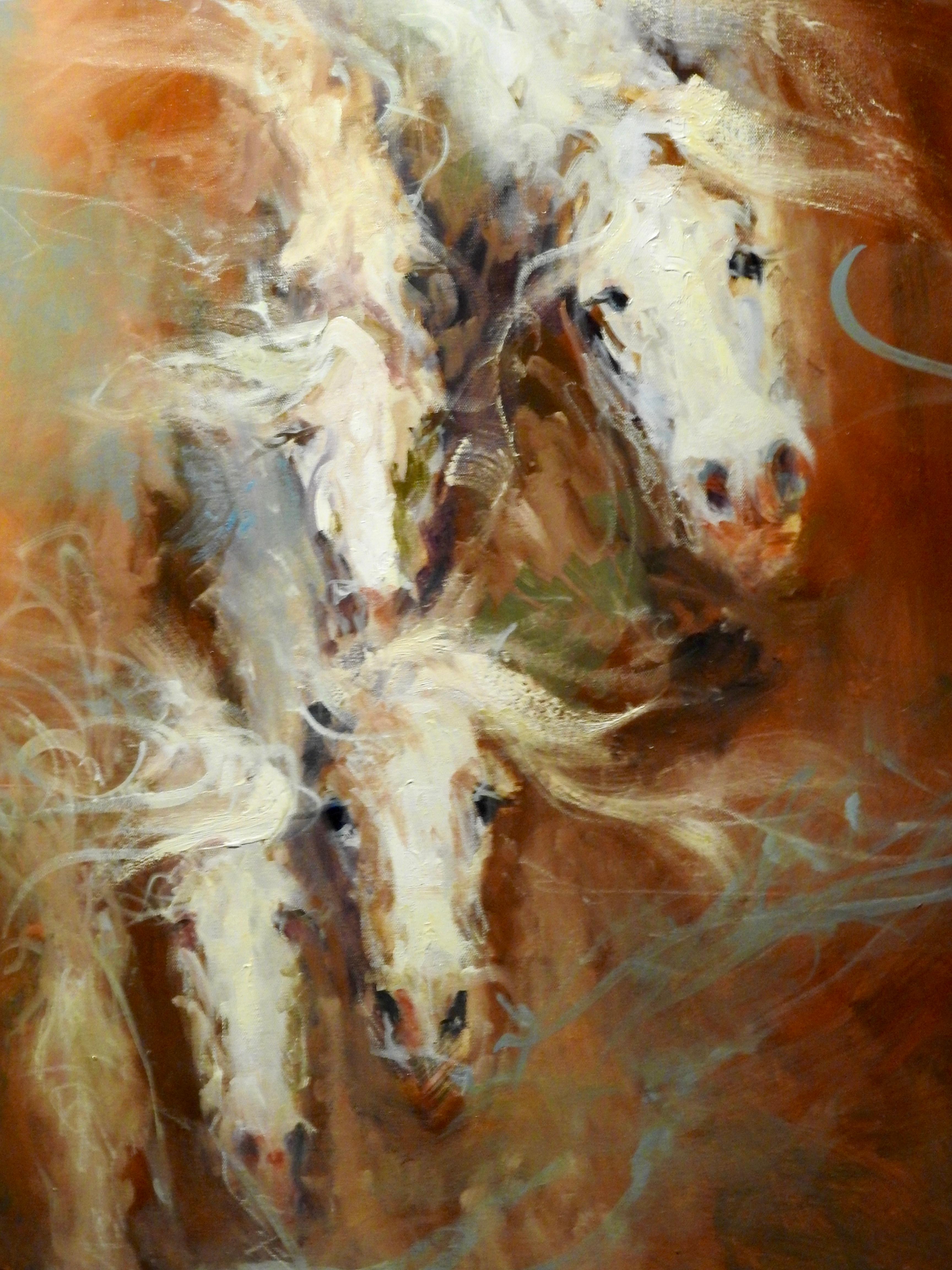 "IV" Horses Dissipating, Expressionist Oil Painting For Sale at 1stDibs