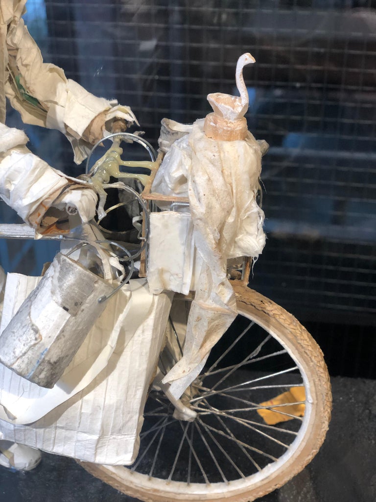 Ivan Markovic - White Swan - Man on Bicycle Sculpture Made of Paper ...