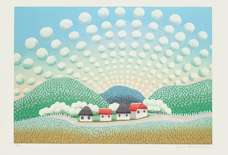 Ivan Rabuzin Happy Village Original Lithograph By I Rabuzin