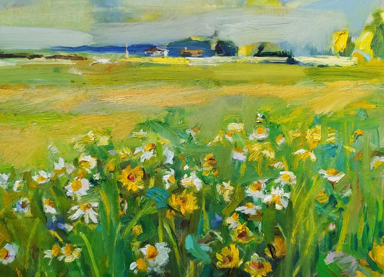 Ivan Roussev - Spring Touch - Oil Painting Colors Blue White Grey Green ...