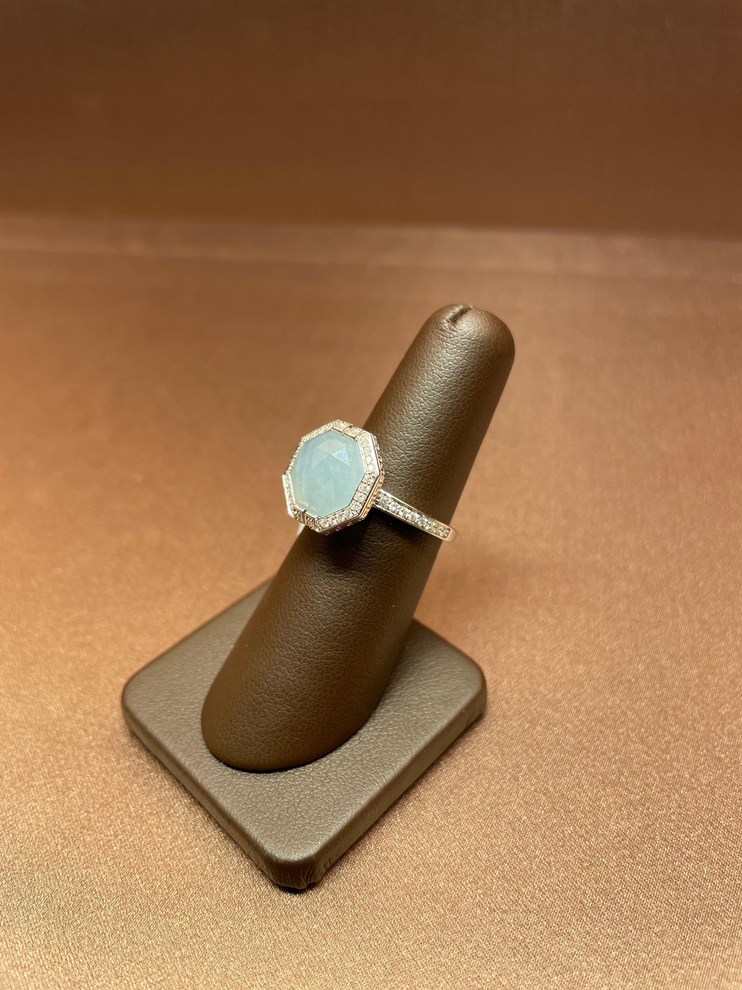 Ivanka Trump Patras Octagonal Aquamarine Ring 18k White Gold 0.25ct ...