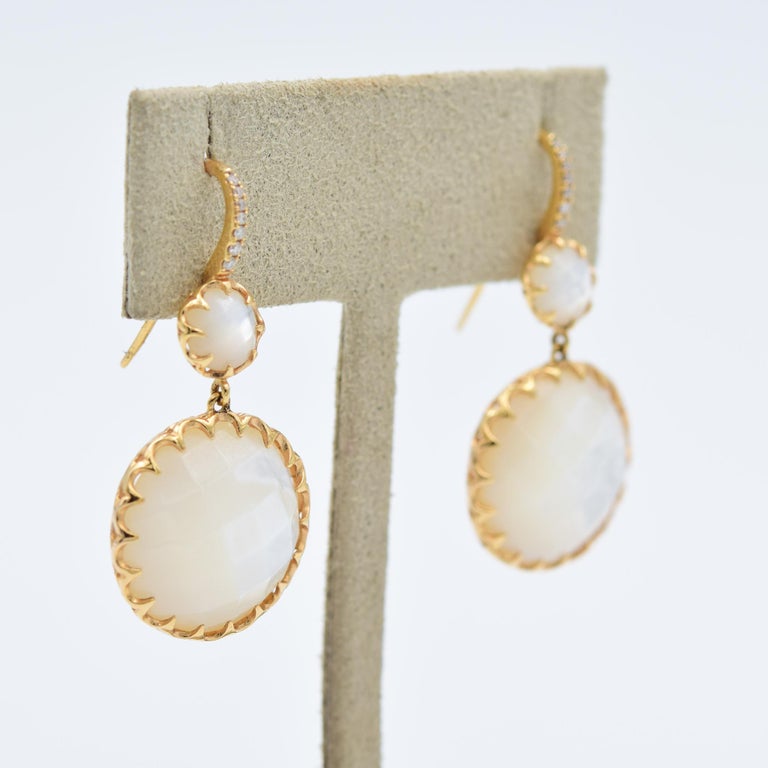 Ivanka Trump Rose Gold Mother of Pearl Drop Earrings on Diamond French ...