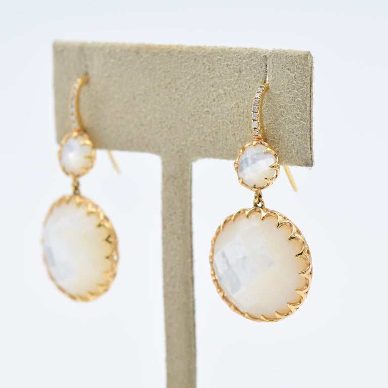 Ivanka Trump Rose Gold Mother of Pearl Drop Earrings on Diamond French ...