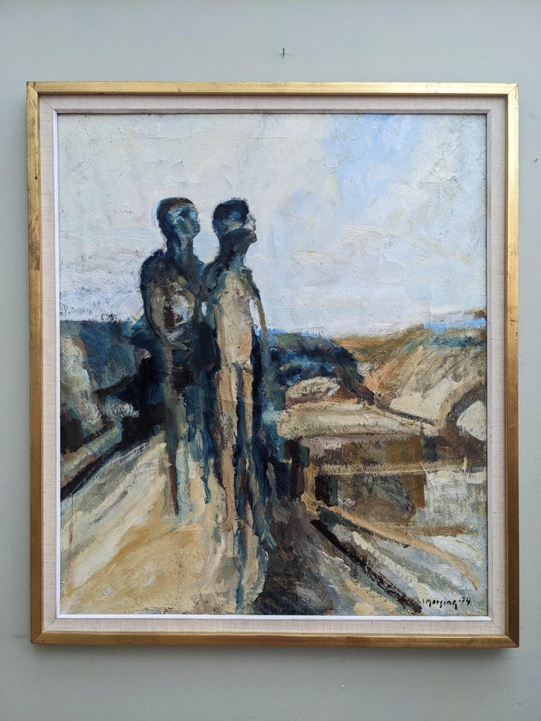 Ivar Morsing - 1974 Vintage Modernist Swedish Abstract Figure Framed ...