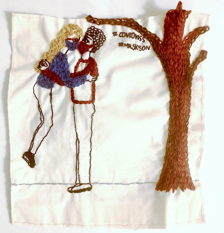 Iviva Olenick - #covidkiss - love narrative embroidery with a kissing ...